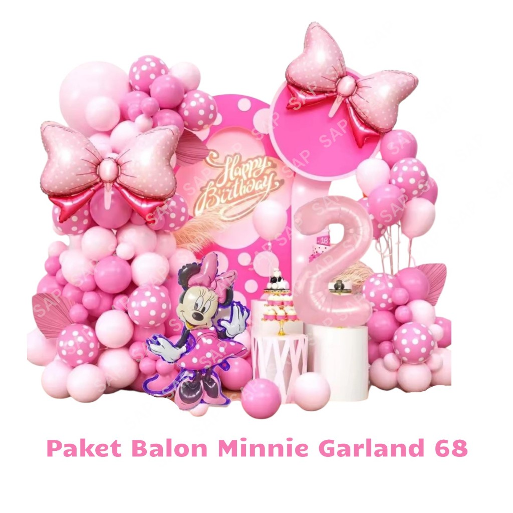 Minnie GARLAND 68 Balloon Package / Minnie Birthday Decoration | Shopee ...