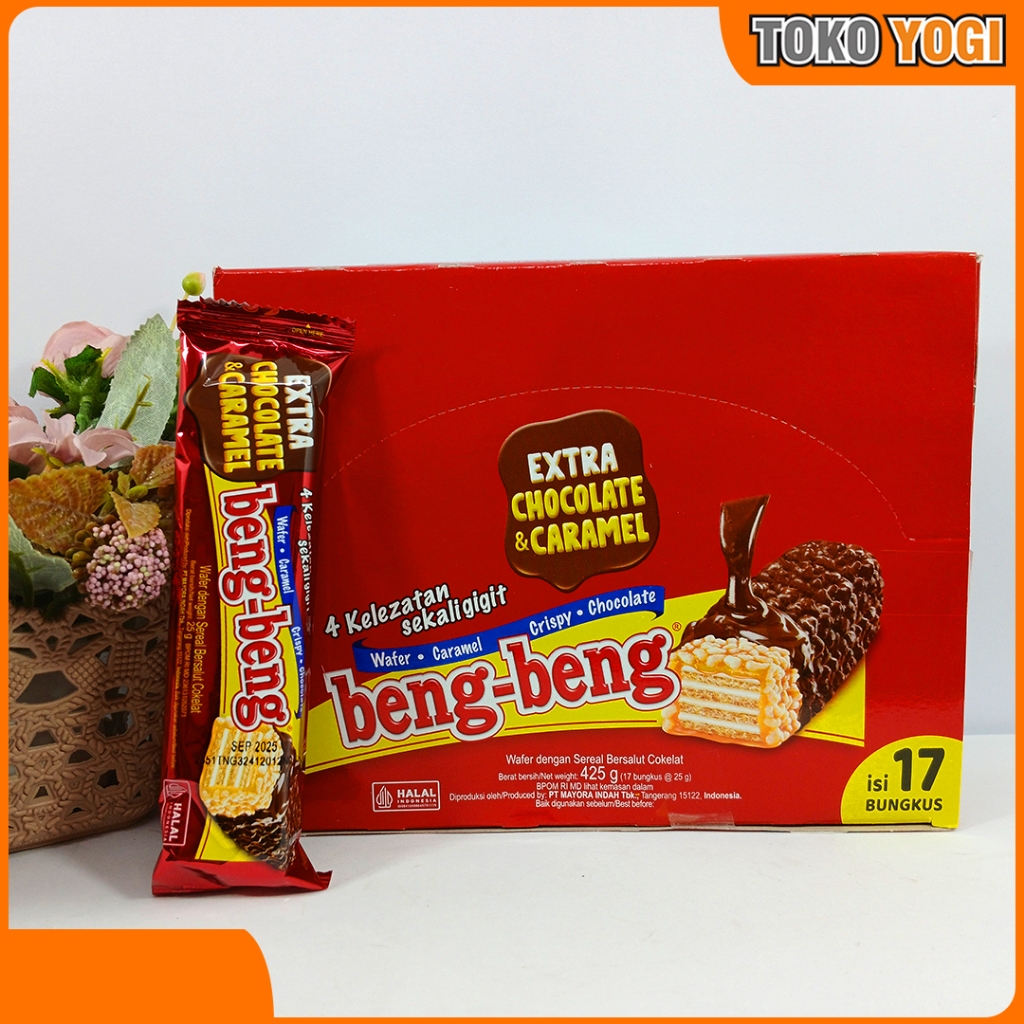 Beng-beng EXTRA CHOCOLATE & CARAMEL BOX 425g || 1 BOX (17 PACKS x 25g ...