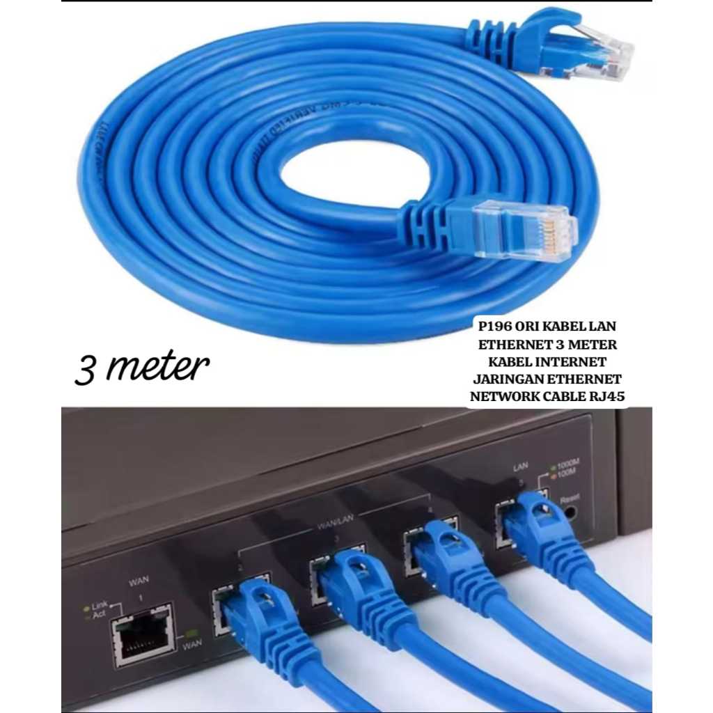 P196 3 METER ETHERNET LAN CABLE INTERNET NETWORK HOTSPOT NETWORK DATA ...