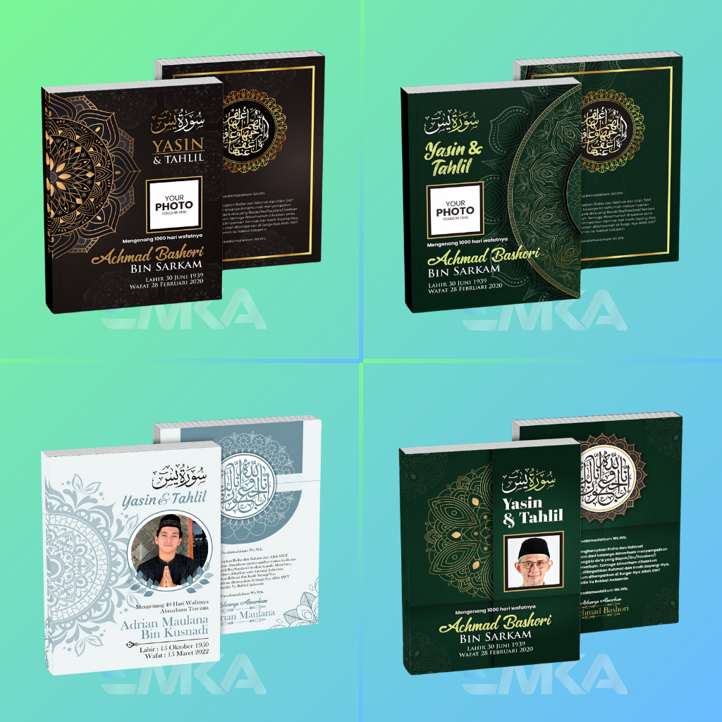 Print CUSTOM YASIN AND TAHLIL BOOKS 128 PAGES FREE INSERTS & PHOTOS PACKAGED PLASTIC PER BOOK ...