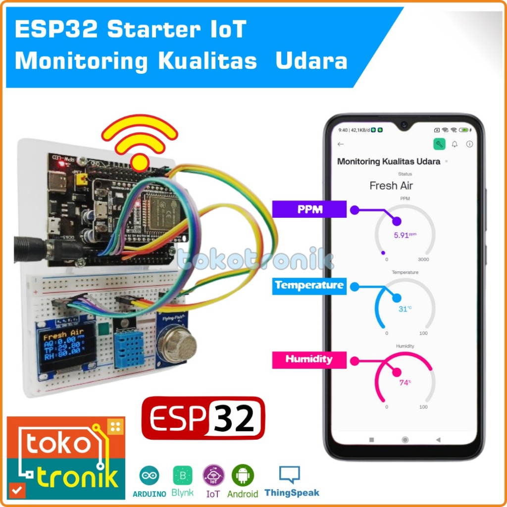 Esp32 Kit IoT Air Quality Monitoring Complete with Guide Coding | Shopee Malaysia
