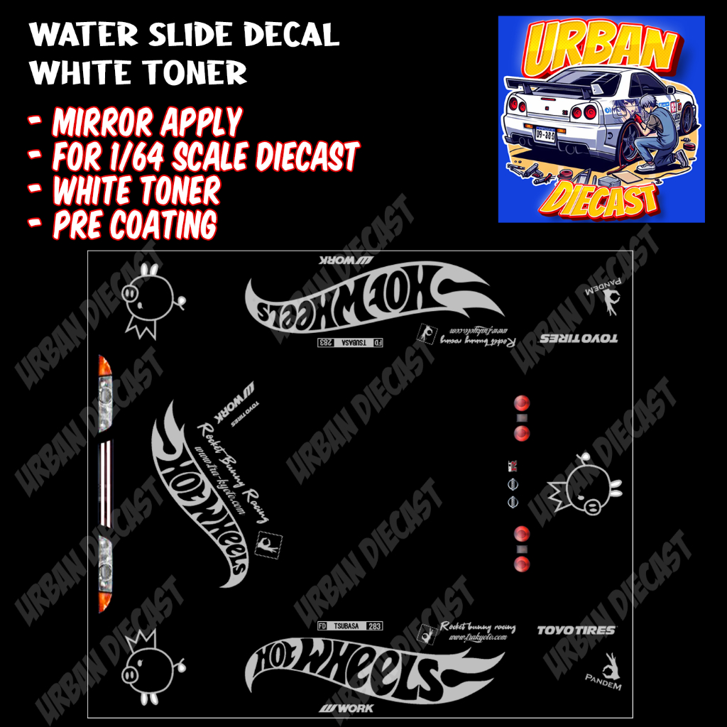 Hot wheels decal white toner r32 pandem chase | Shopee Malaysia