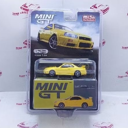 Mini GT 762 Nissan Skyline GT-R R34 V-Spec Lightning Yellow Blister ...