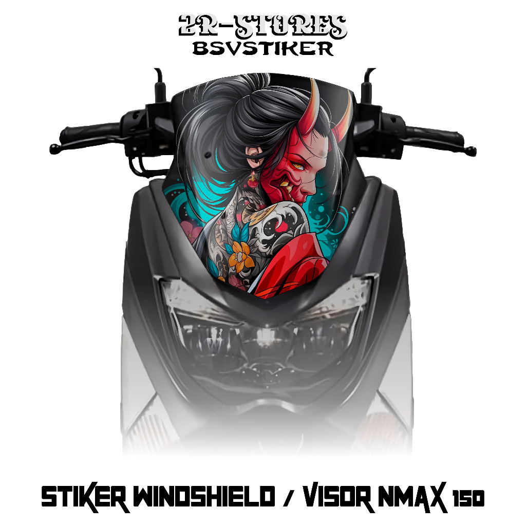 Yamaha Nmax Old 150 Visor Sticker with Anime Girl Tattoo Motif (3 ...