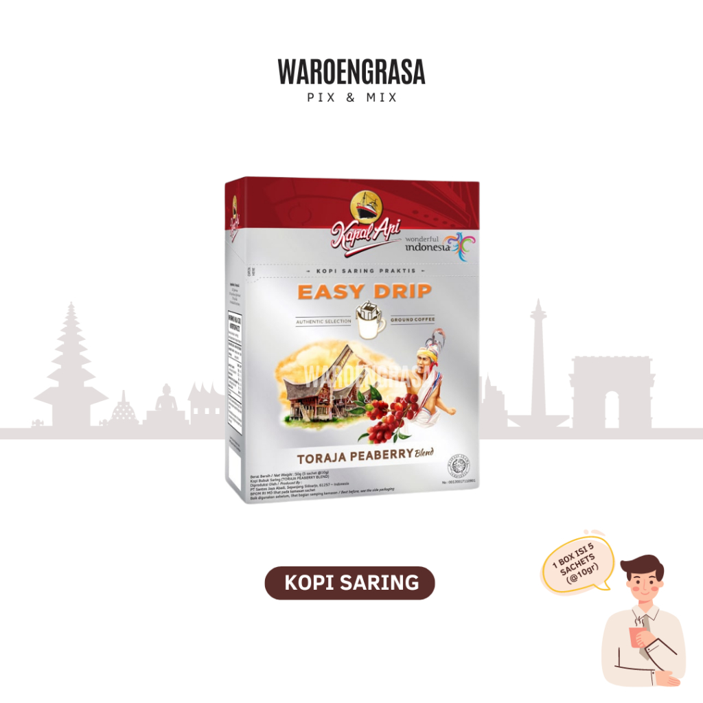 Kapal Api Filtered Ground Coffee - Drip Coffee - Toraja Peaberry Blend ...