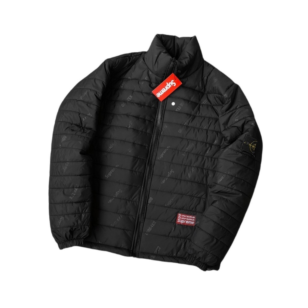 Puffer STONE ISLAND X SUPREME Bubble Jacket TYPE ALL OVER BLACK ON ...
