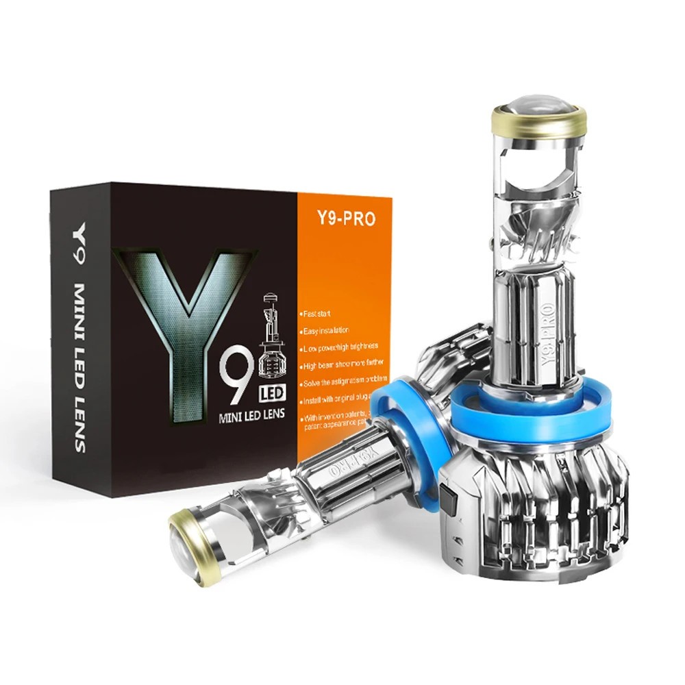 Mini LED Lens Y9 - Pro Double Beam Projector Car Main Lights Remote ...