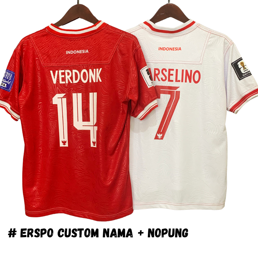 MERAH (CUSTOM Name + FULLPATCH) ERSPO INDONESIA NATIONAL TEAM JERSEY ...