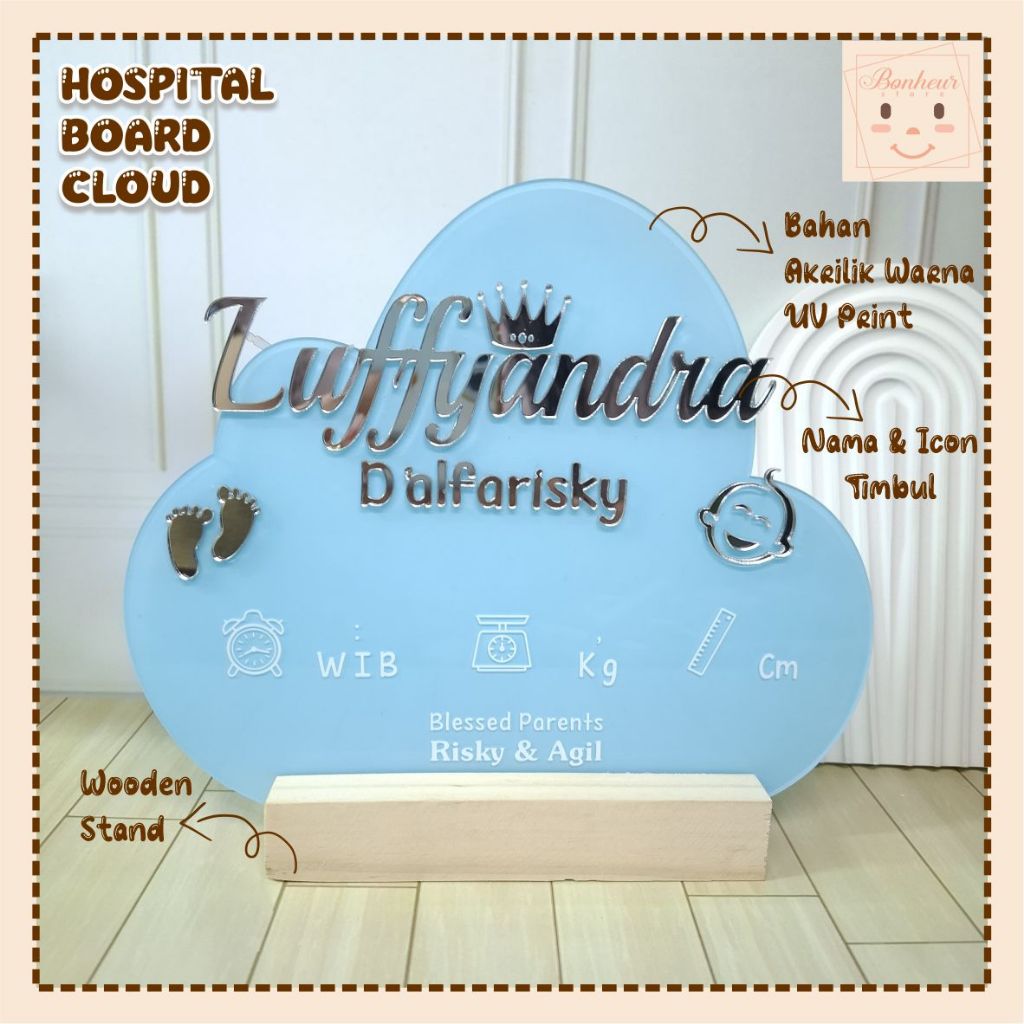 03. Cloud BABY BOARD / CLOUD HOSPITAL BOARD / ACRYLIC BABY BIRTH SHAPED ...