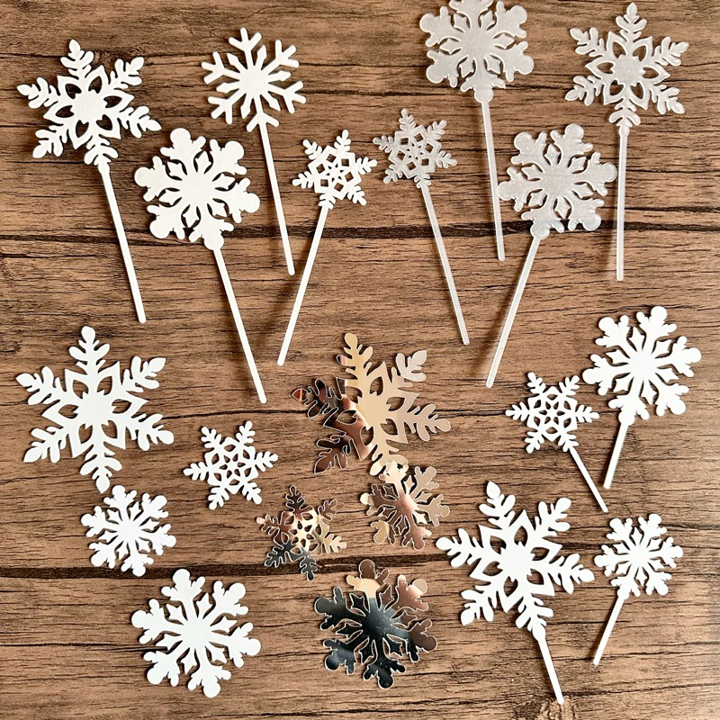 Snow Cake Topper Snow Snowflakes White Christmas Cake Topper | Shopee ...