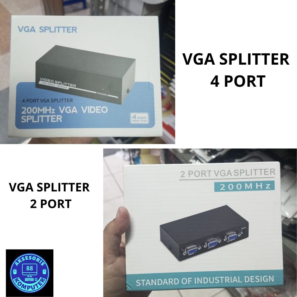 Vga SPLITTER 2 PORT SPLITTER VGA 2 PORT VGA SPLITTER 4 PORT IN 1 OUT 2 ...