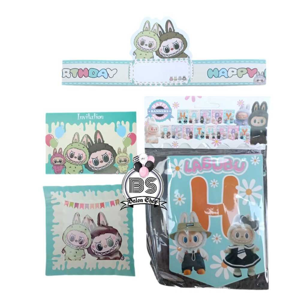 Labubu Invitation Card SET/LABUBU BANNER/LABUBU Circle Hat/LABUBU Box ...