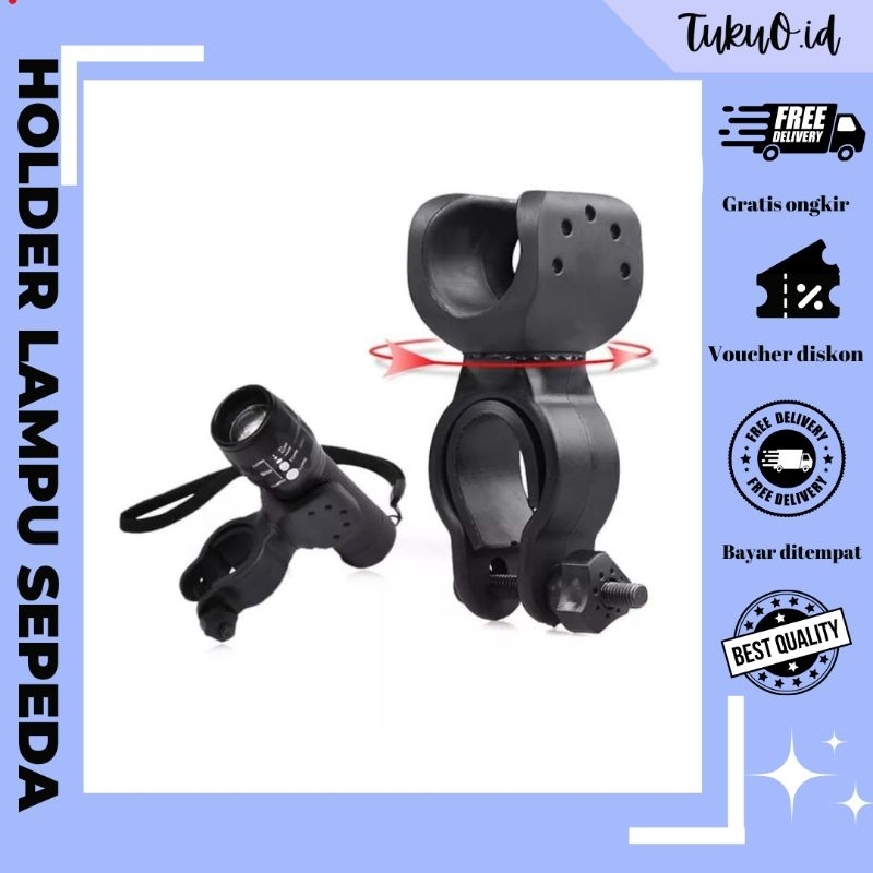Bicycle Clamp Flashlight Holder Bracket - 360 Degree Police Mounting ...