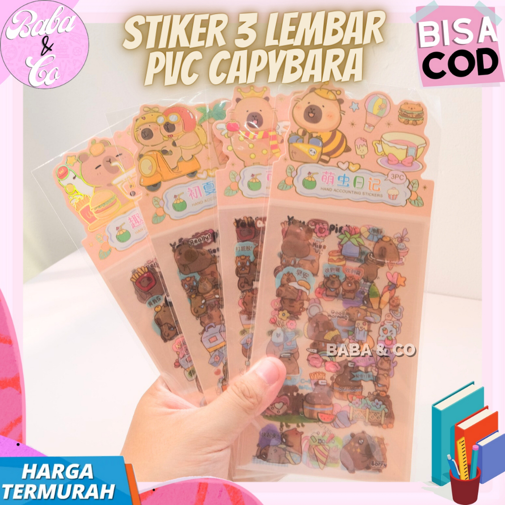 3 SHEET CAPYBARA STICKER WATERPROOF PVC UNIQUE CUTE CAPYBARA LABEL ...