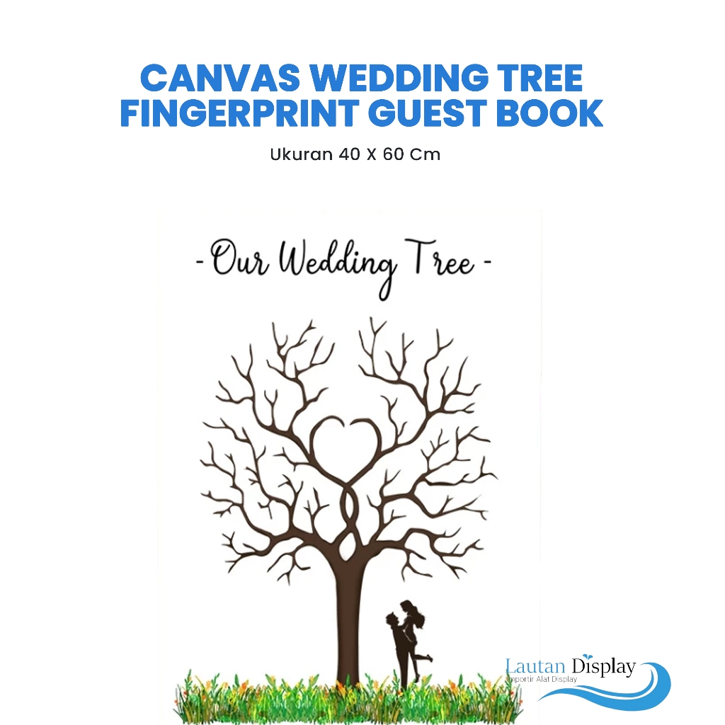 UNGU Canvas Wedding Tree Canvas Fingerprint Guest Book Unique Guest ...