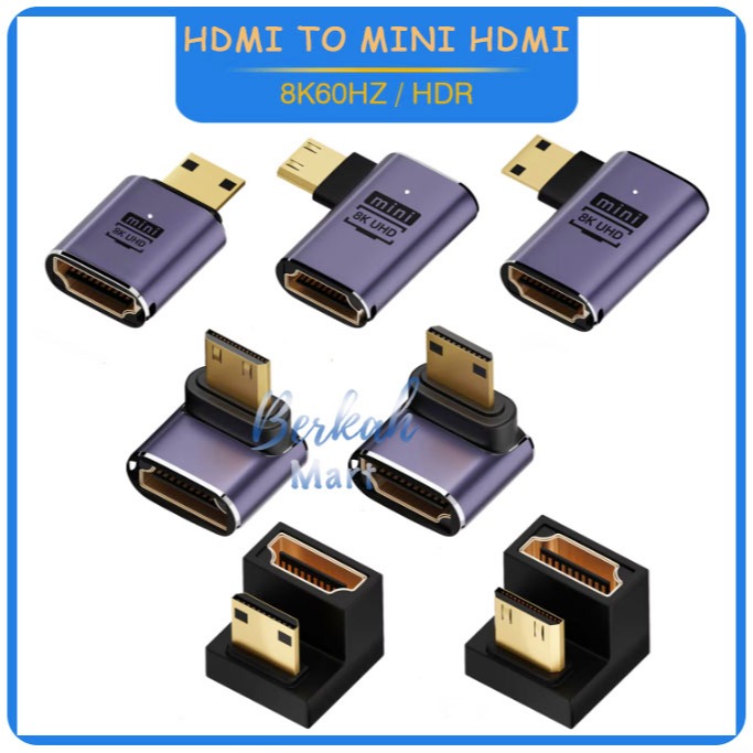 8k HDMI To Mini HDMI 90 Right Angle Converter Adapter Extension Female ...