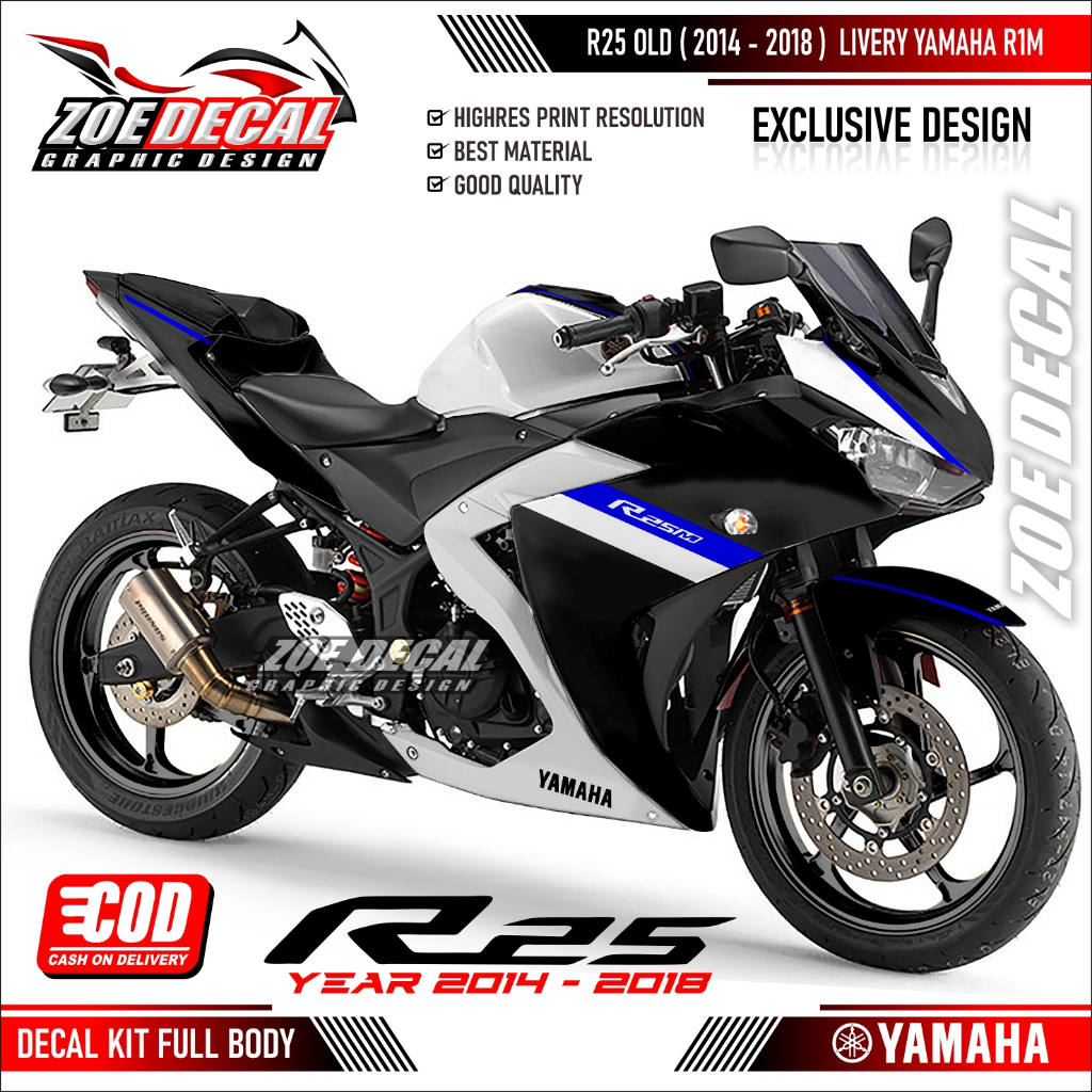New Decal Sticker YAMAHA Full Body R25 OLD V1 Livery/Motif YAMAHA R1M ...