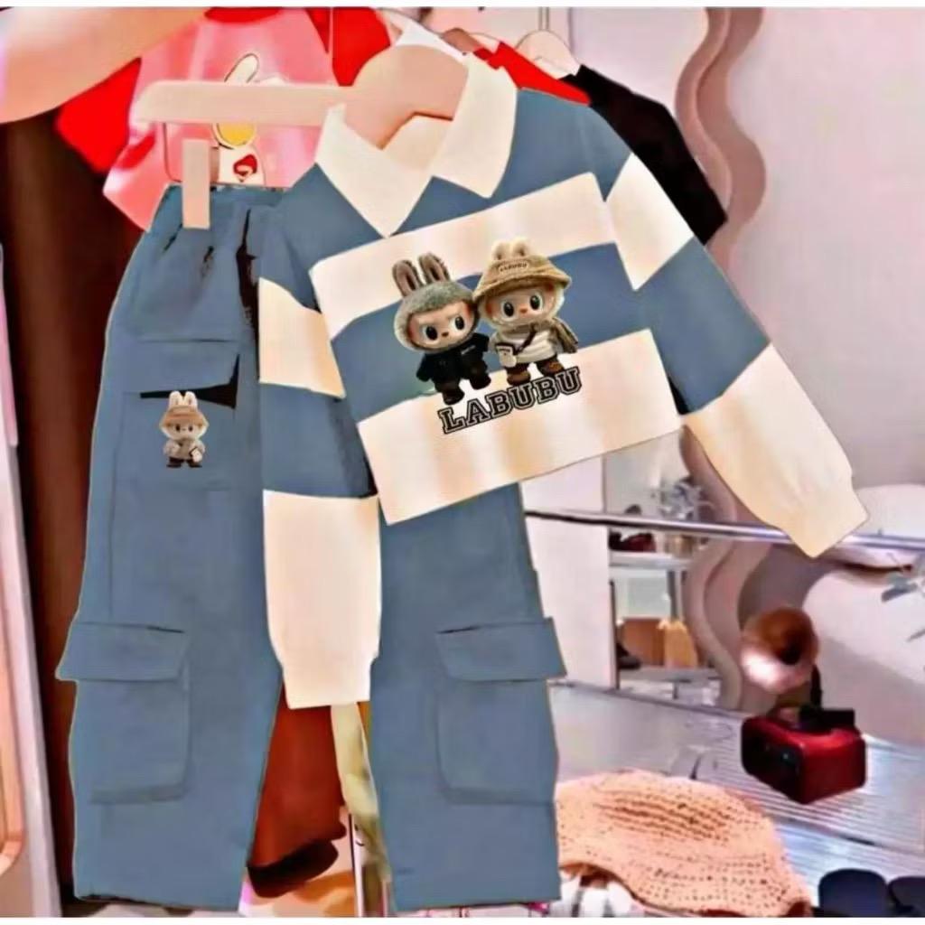 Labubu Girls' Suits Are The Current MODEL Of CARGO Pants/LABUBU ...