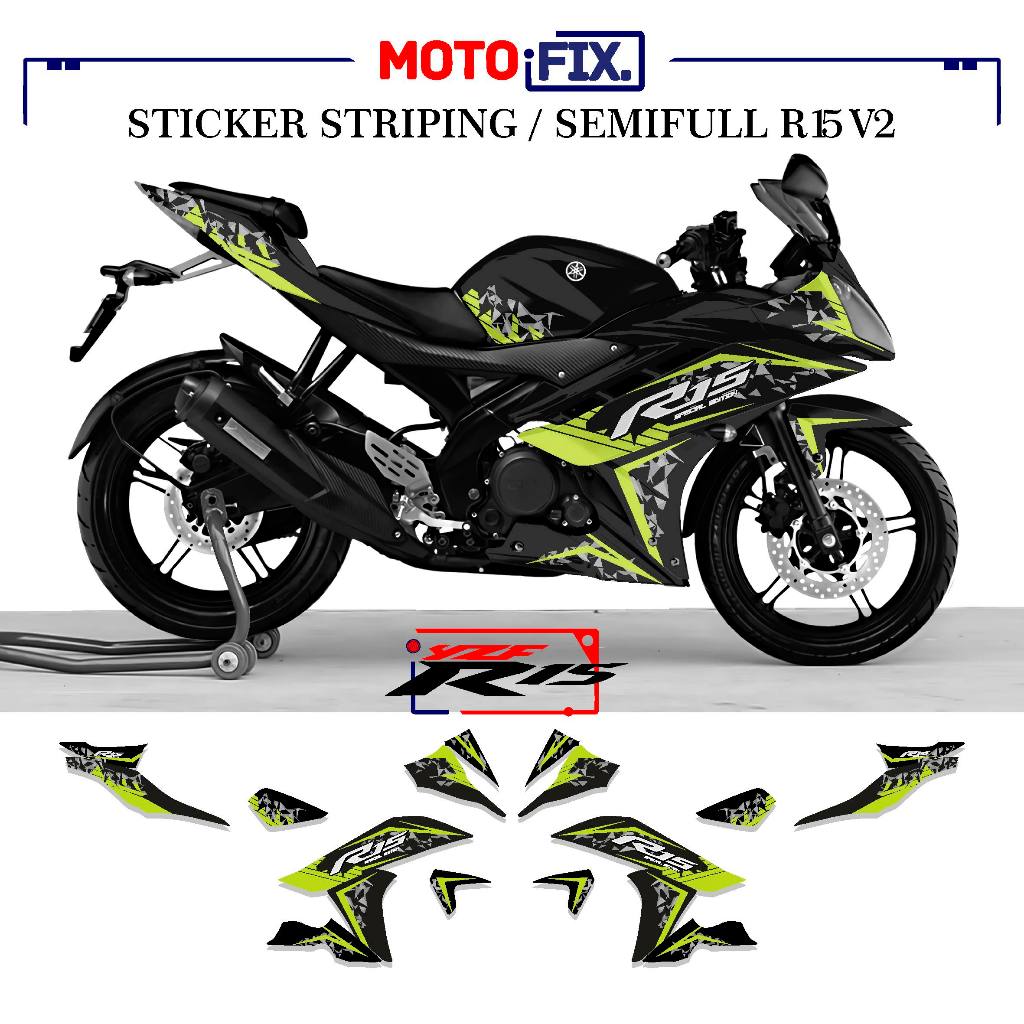 Striping YAMAHA R15 V2 / MOTIF 6 / STICKER / STOCK DECAL / SEMIFULL ...