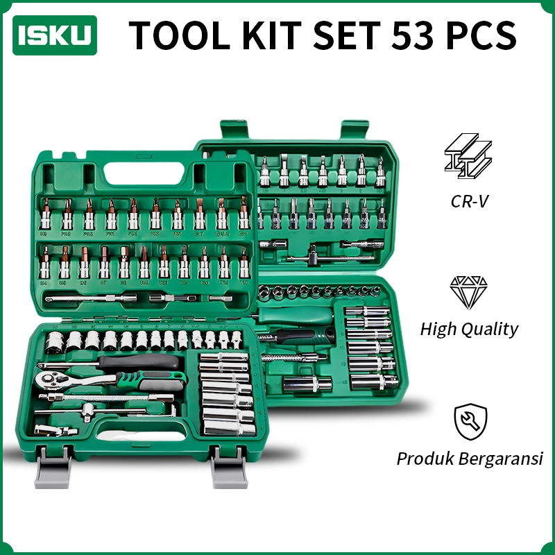 MATA Isku shock Lock set 53pcs Socket set (1/4 ") full tool kit Car ...
