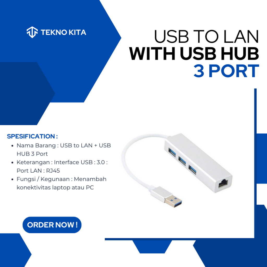 Usb To Lan 3.0 With USB Hub 3 Ports - USB To Lan Converter - Lan ...