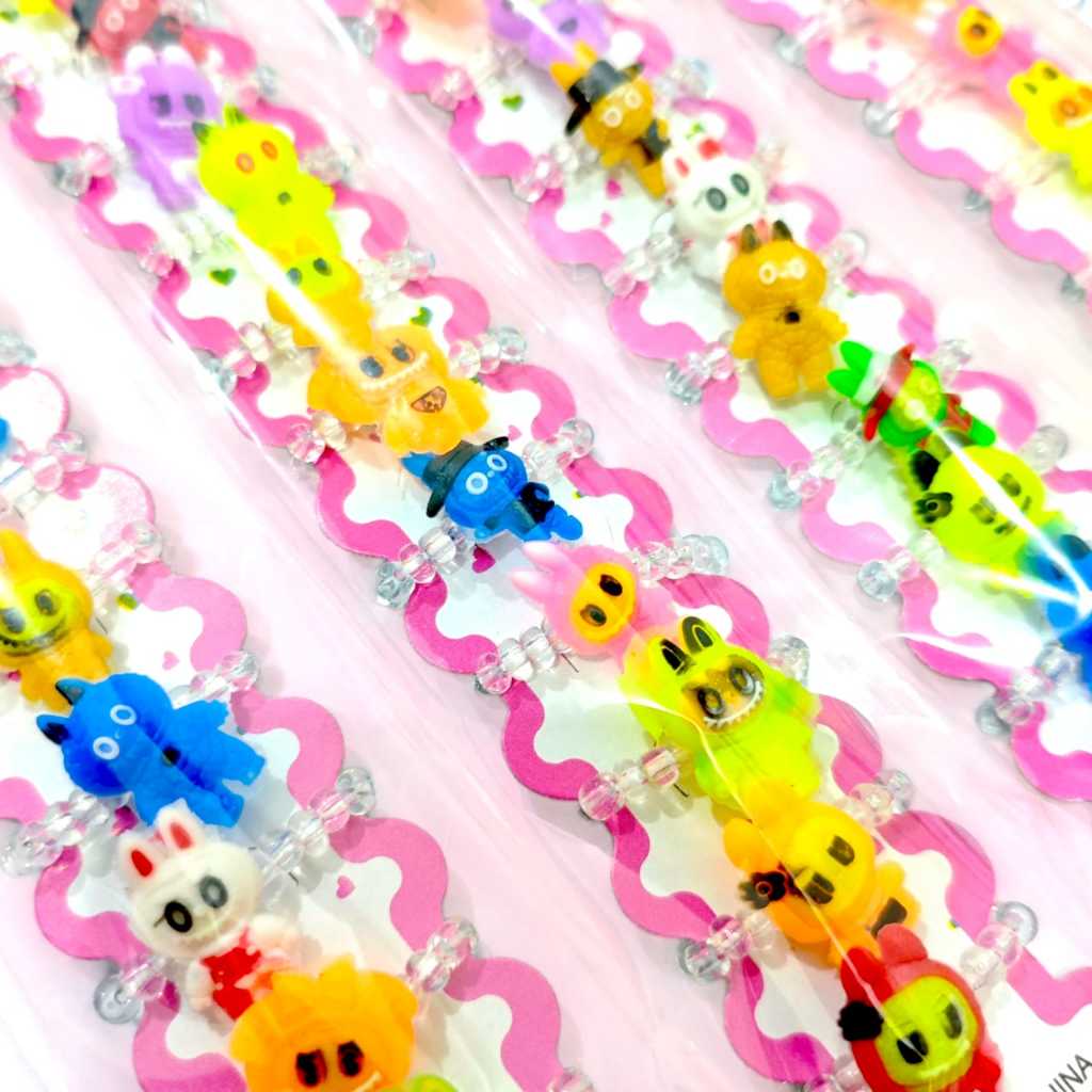 (1 Pack 12 Pcs) Children's Bead Rings with Labubu Character Motifs ...