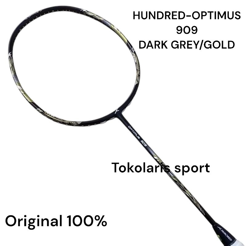 Original HUNDRED OPTIMUS 909 DARK GRAY/GOLD BADMINTON RACKET | Shopee ...