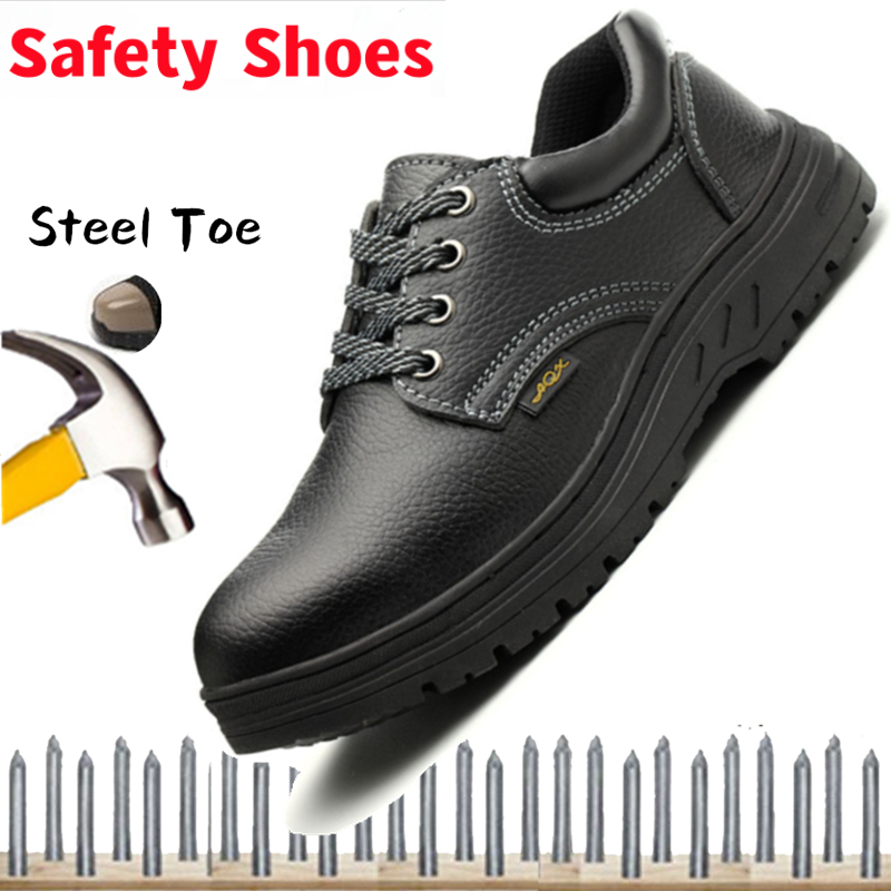 Safe Shoe Steel Toe Cap Mid Sole Low Cut Black Safety Boots for Men ...