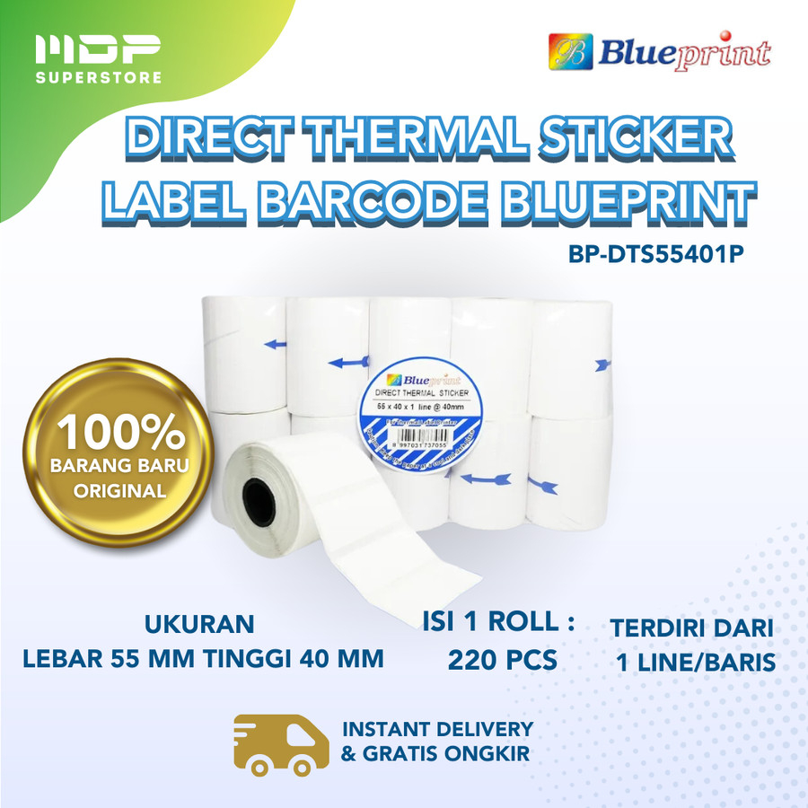 Direct Thermal Sticker / BLUEPRINT Sticker Label 55x40x1 Line Contents ...
