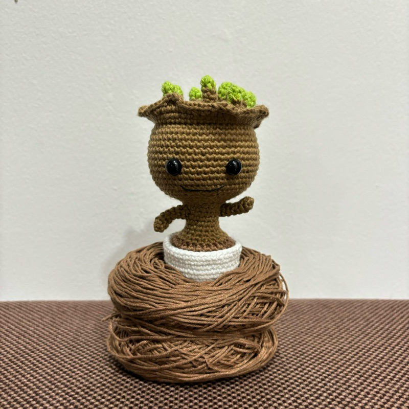 GANTUNGAN Amigurumi Baby Groot Keychain Character Doll Crochet Marvel ...