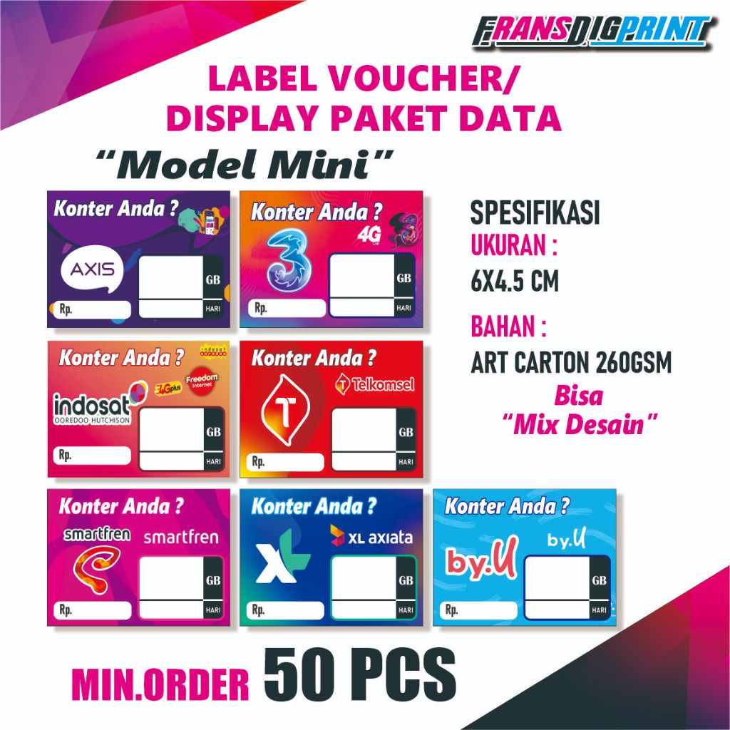 Voucher LABEL, DATA PACKAGE DISPLAY, DATA PACKAGE LABEL, PACKAGE ...