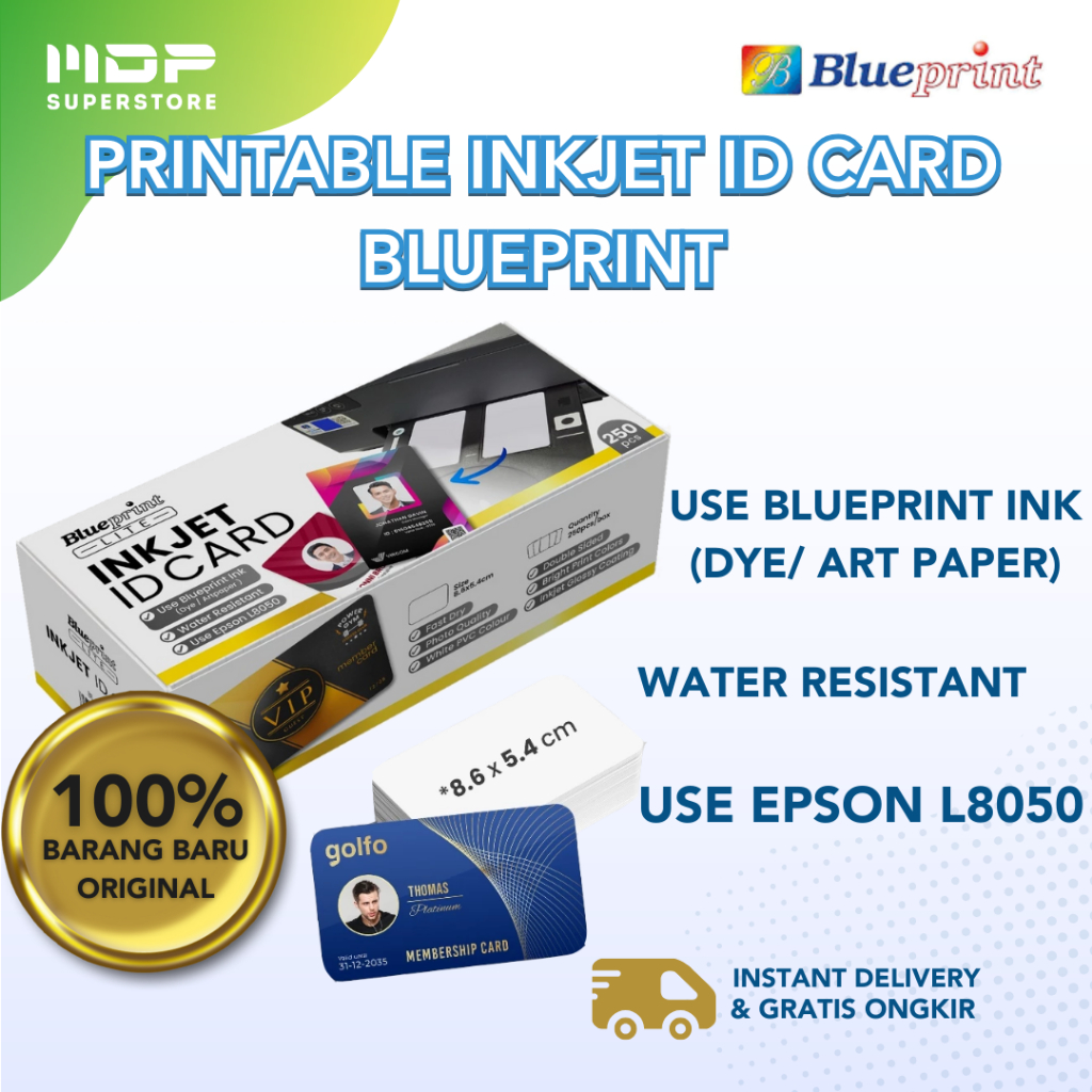 Printable INKJET ID CARD BLUEPRINT LITE (CARD ID CARD) | Shopee Malaysia