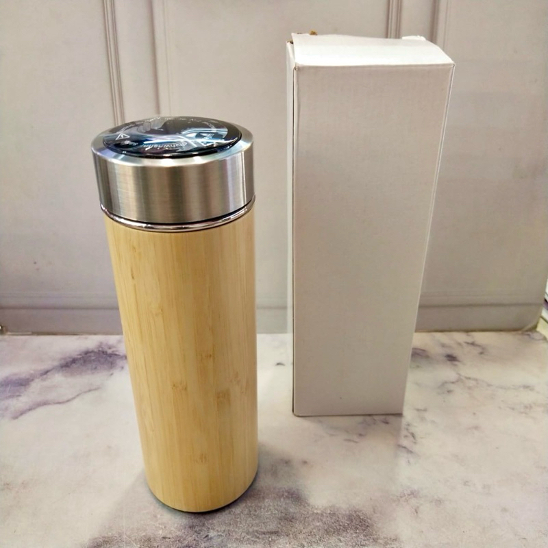 KAYU TERMOS Stainless STEEL LED THERMOS CODE 681-11 450ml WOOD MOTIF ...