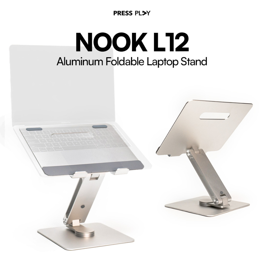Nook L12 Aluminum Foldable Laptop Stand Gray by Press Play | Shopee ...