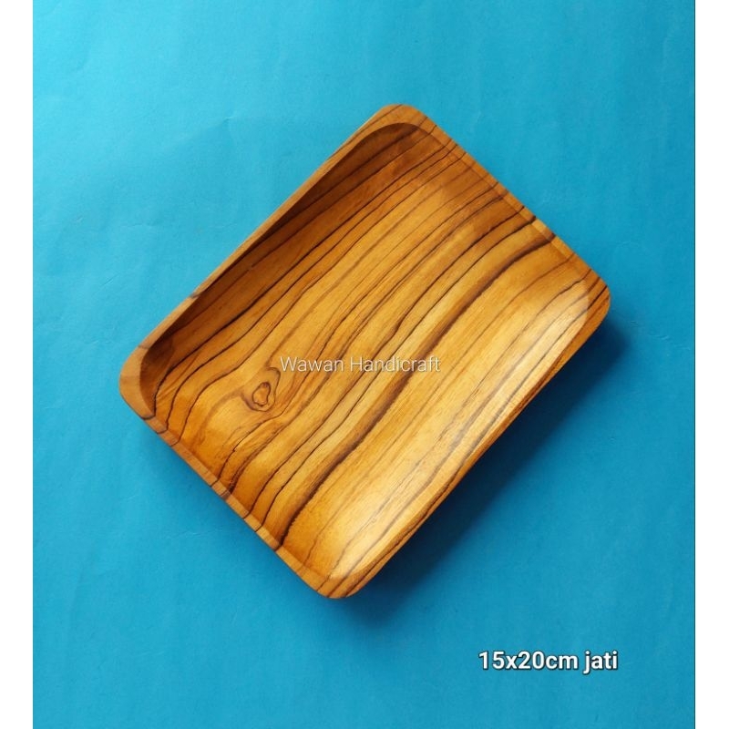 KAYU Wooden plate/serving plate/square plate teak wood 15x20cm/teak ...