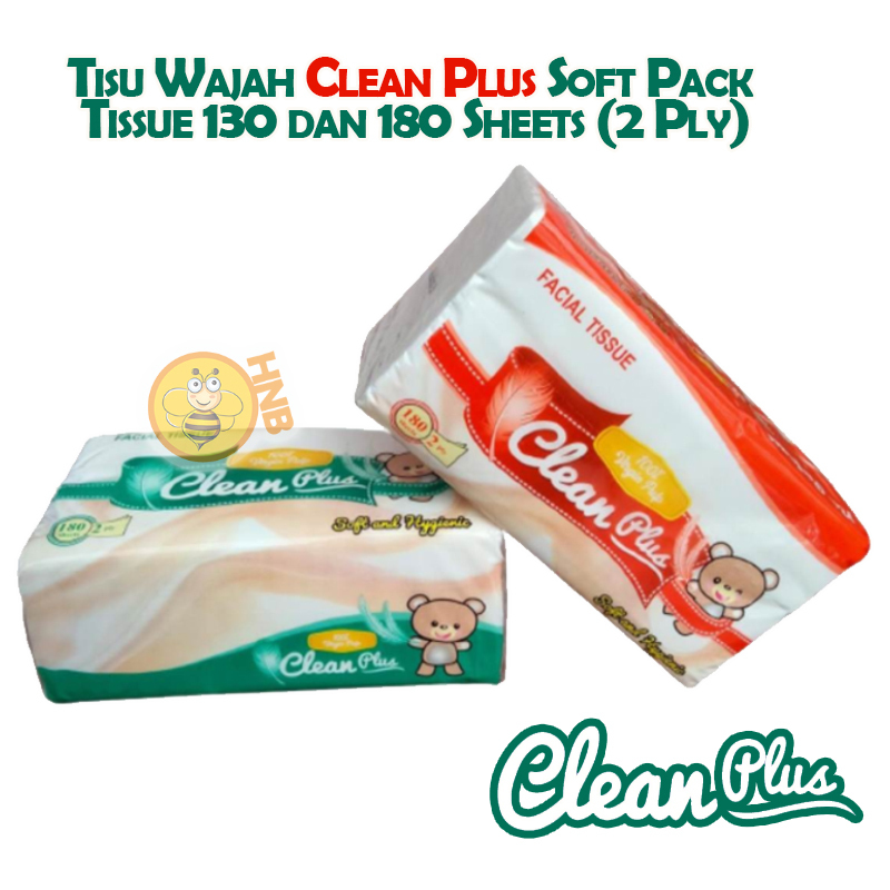 Clean Plus Soft Pack Facial Tissue 130 and 180 Sheets (2 Ply) | Shopee ...