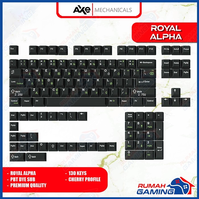 Keycap - KEYCAPS - CHERRY - ROYAL ALPHA - PBT - DYE SUB | Shopee Malaysia