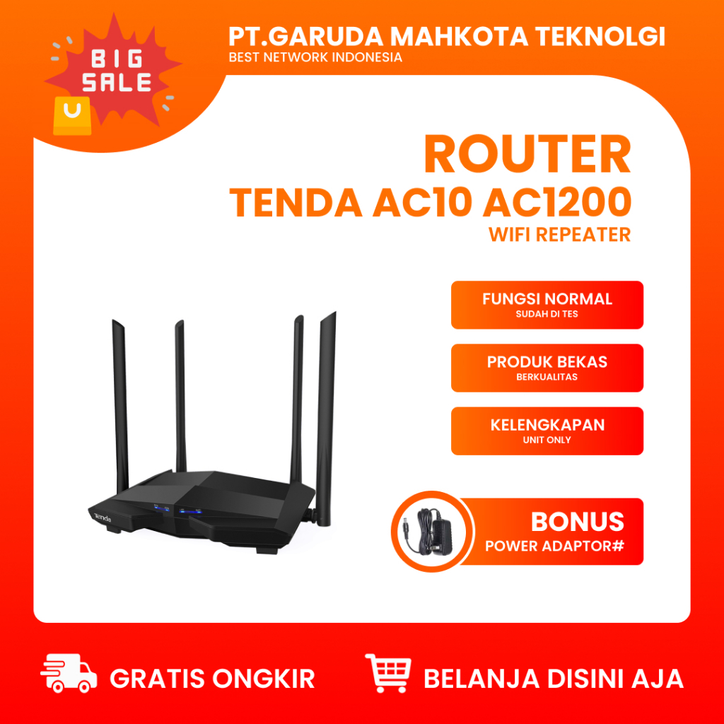 TENDA Ac10 Tent Router AC1200 MU-MIMO Dual-Band Gigabit Wi-fi Repeater Second | Shopee Malaysia