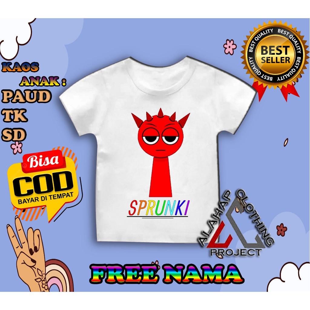 Sprunki Incredibox Children's T-shirt red evil characters Free Name ...