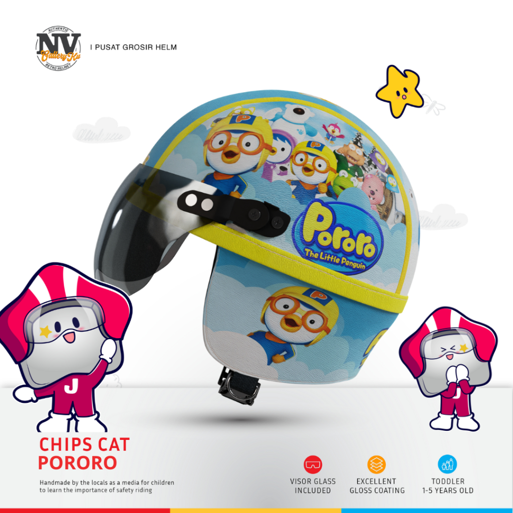 Chips HELMET FOR BOYS GIRLS 1 2 3 4 5 YEARS PORORO RETRO JUNIOR ...