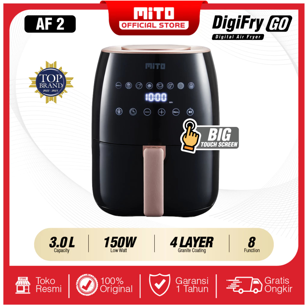 MESIN Mito Air Fryer Digi Fry Go AF2 3L Digital Low Watt Frying Machine ...