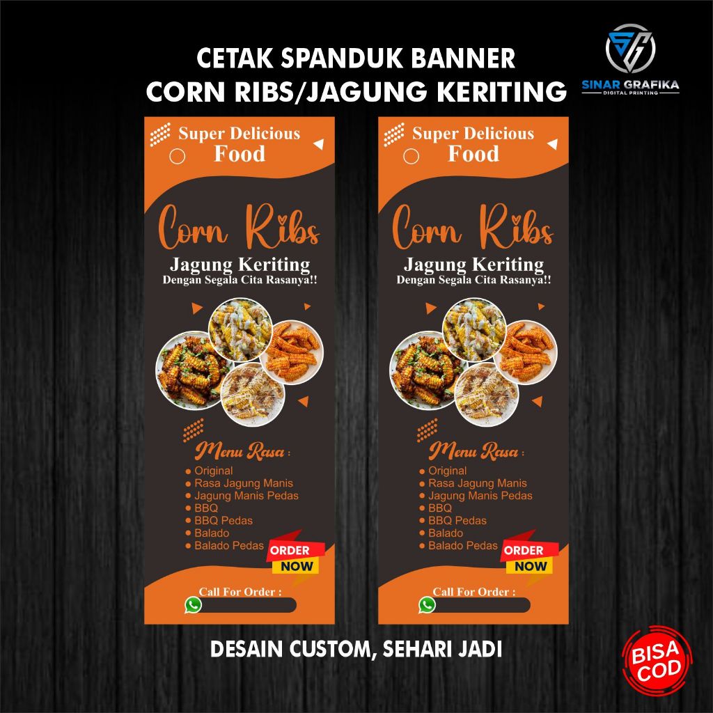 Banner STANDING CORN RIBS / BANNER CORN CURLY UK 160x60 cm | Shopee ...