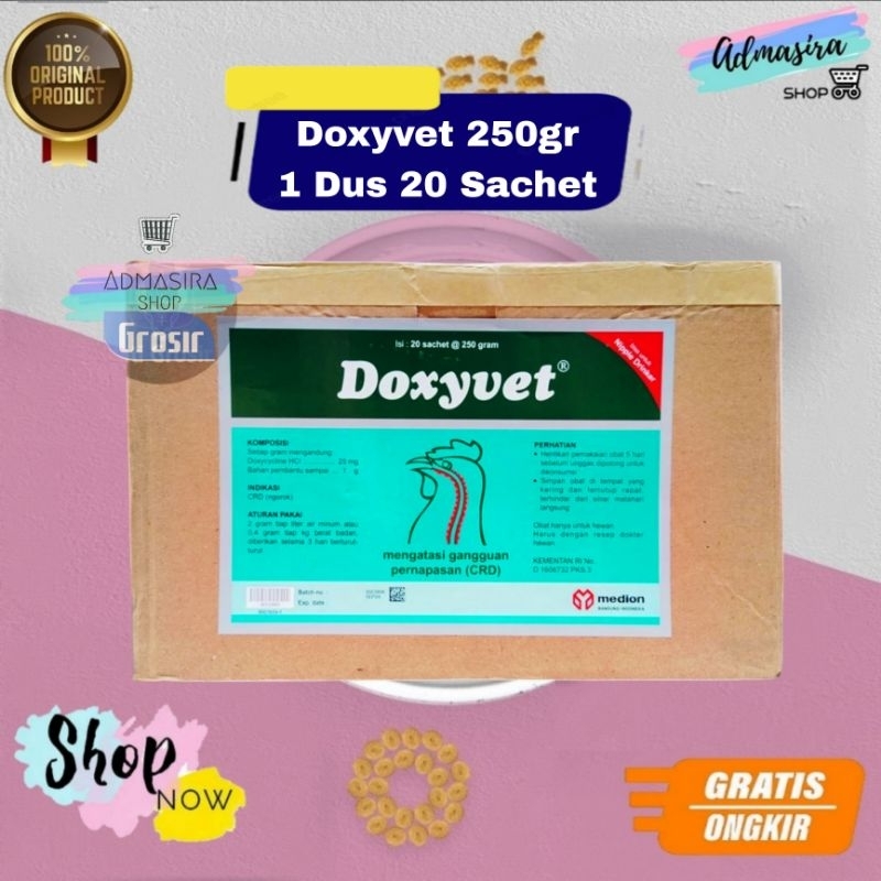 Doxyvet 250 grams 1 Box contains 20 Sachets of Medion Medicine CRD Box ...