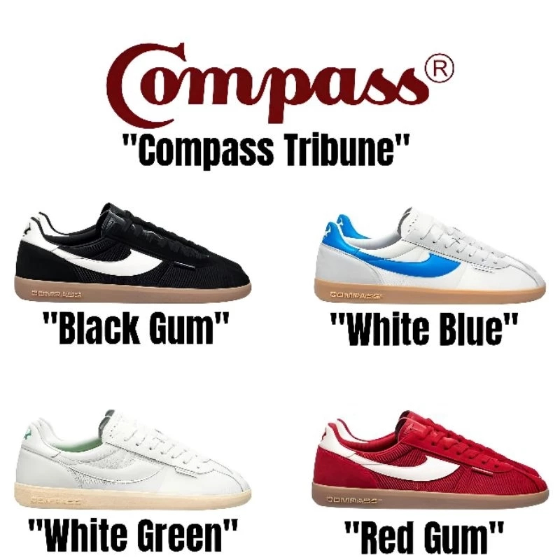 Compass Tribune Series Shoes Black White Gum / White Blue / Red Gum ...