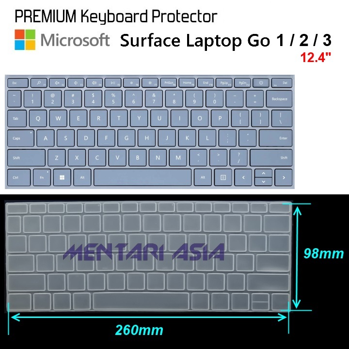 Keyboard Protector Surface Laptop Go 1 2 3 12.4" - PREMIUM Silicon ...