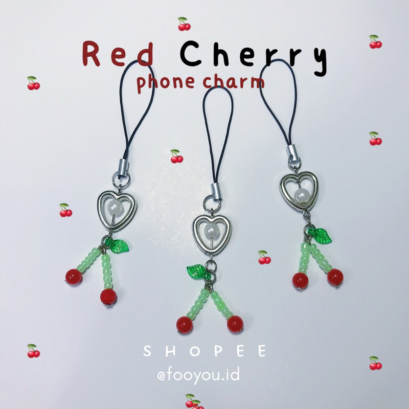 Red Cherry Phone charm | Phone charm beads | Handmade handmade handmade ...