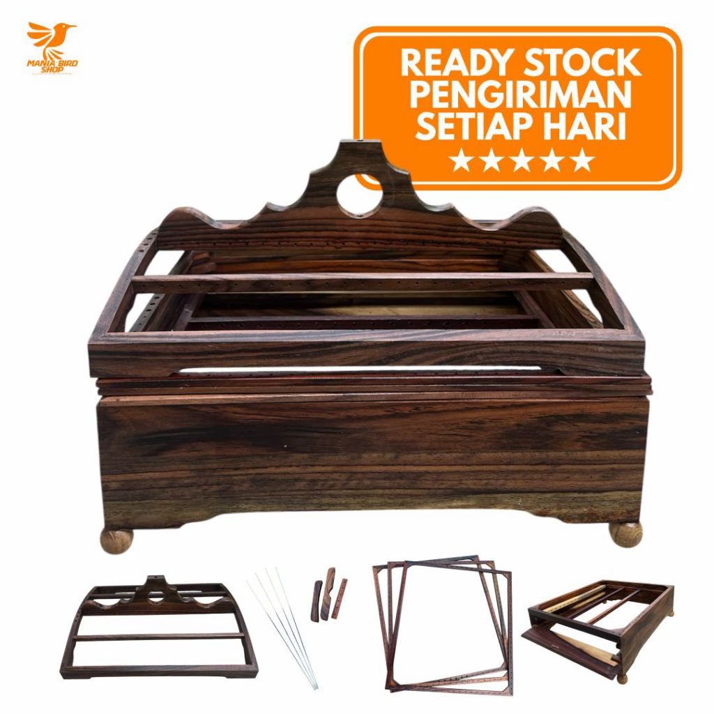 KAYU Sono Keling Wooden Bird Cage Ciblek Cage No. 4 Prenjak Cage Box ...