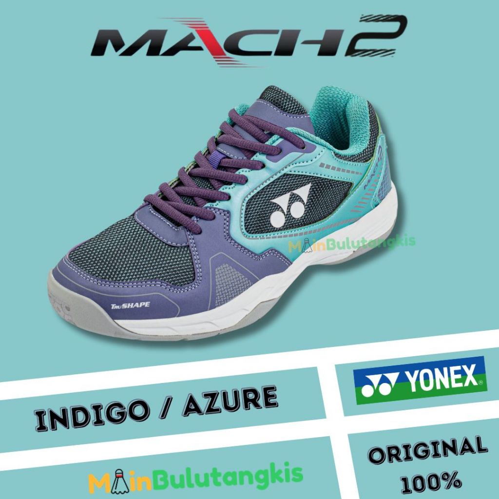 Original Yonex Mach 2 Indigo / Azure Badminton Shoes | Shopee Malaysia