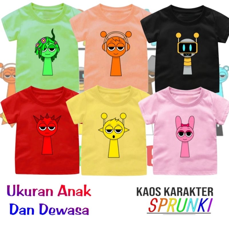 Sprunki Incredibox t-shirt MR SUN, SIMON, MAXI, PINK, AND RADDY ...