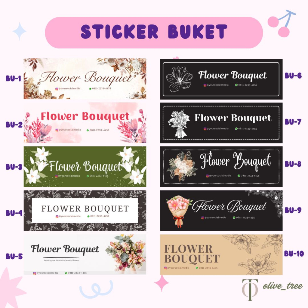 Flower Bouquet Label Sticker / Flower Bouquet Sticker / Bouquet Label ...